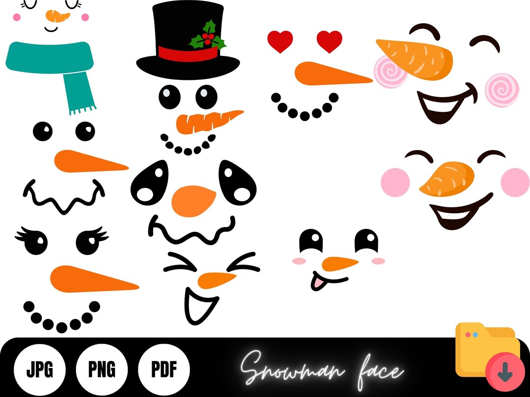 Snowman Faces SVG Big Bundle | Snowman SVG | Snowman Clipart| Christmas ...
