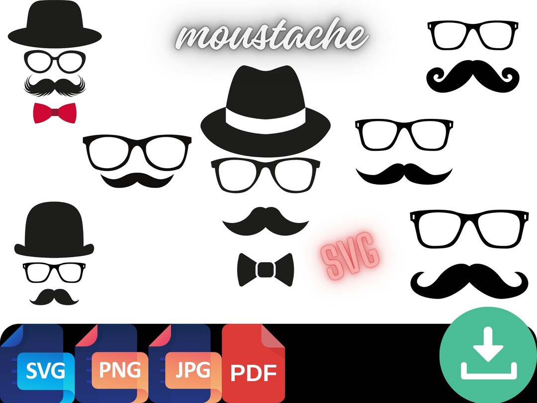 Mustache SVG Bundle, Moustache SVG, Mustache Clipart, Cut Files for ...
