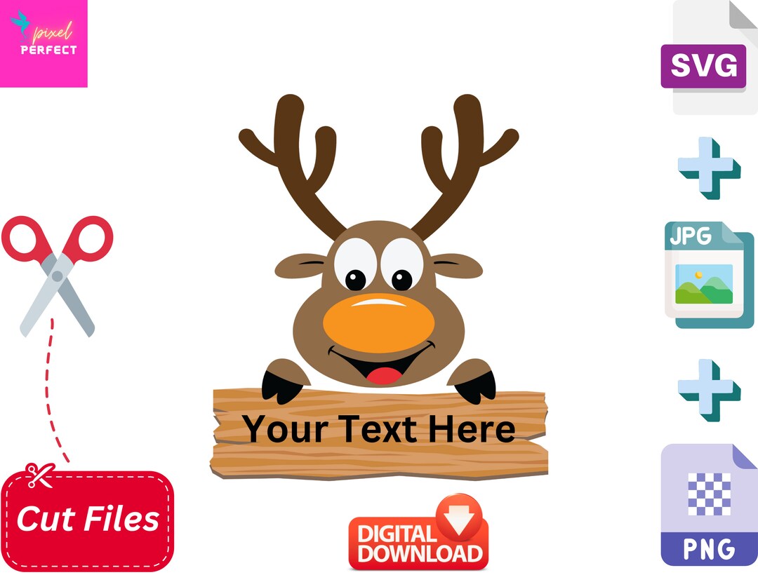 Reindeer Monogram SVG Png,cute Reindeer Face Svg,reindeer Face Svg ...