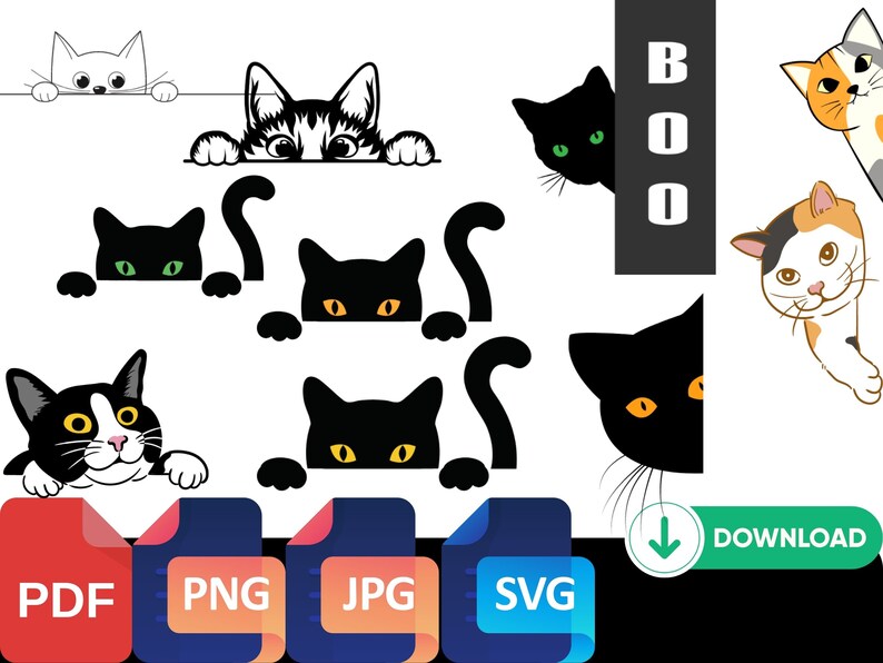 PEEKING CAT SVG, Peeking Cat Clipart, Peeking Cat Svg Files for Cricut ...