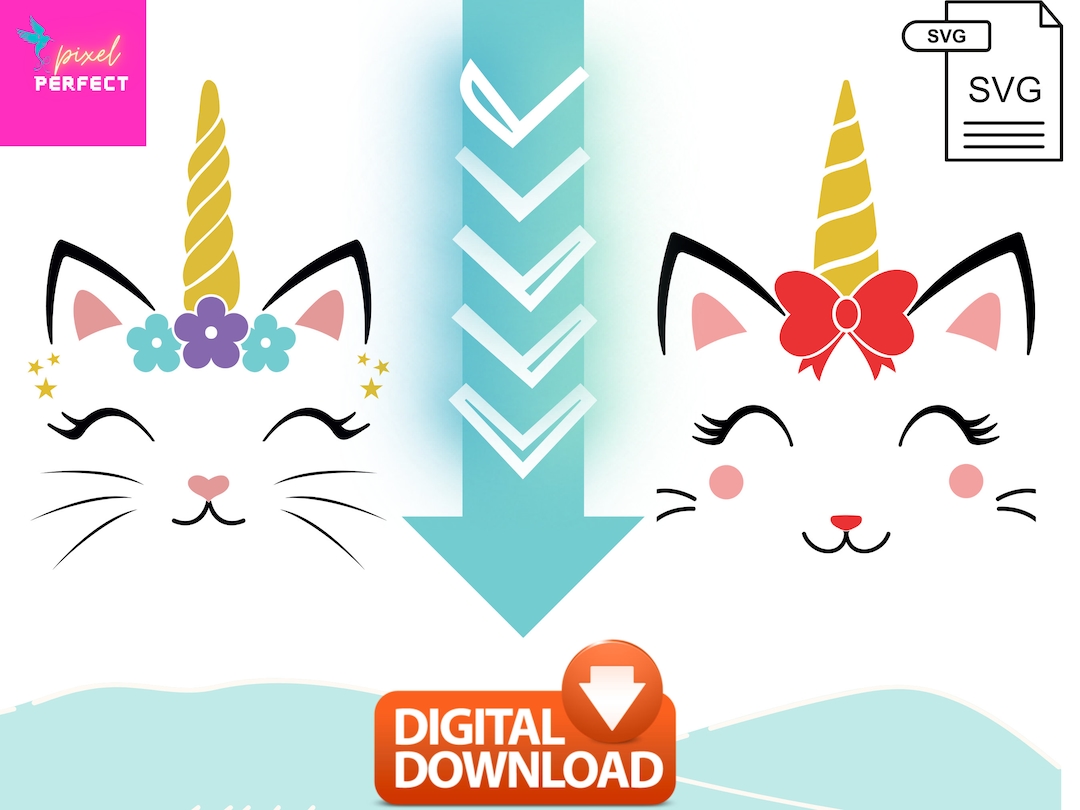Caticorn SVG, Cute Kitty Cat Face SVG, Unicorn Cat Svg, Meowgical ...
