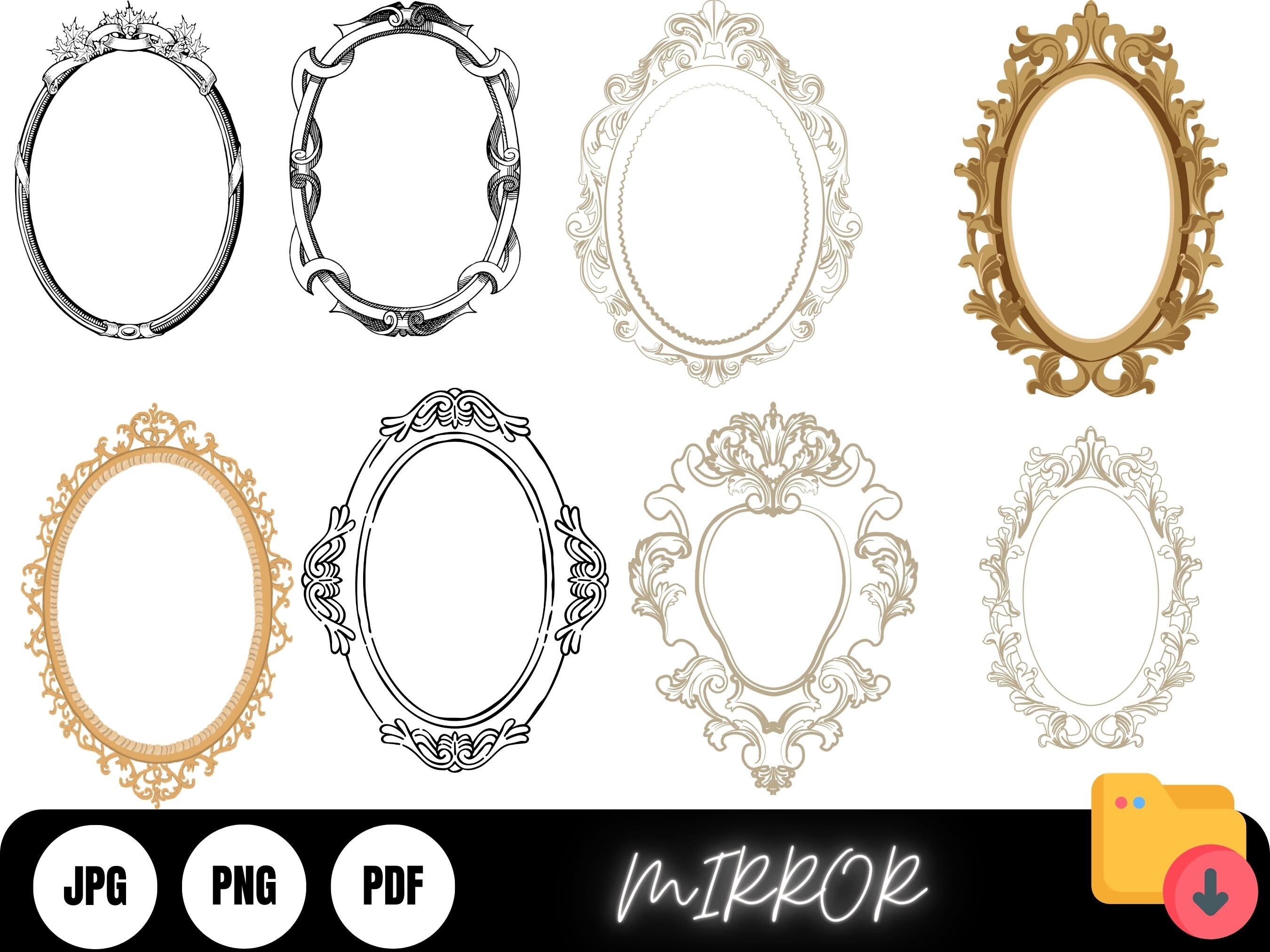 Mirror Frame SVG PNG Bundle | Oval Circle Mirror Clipart | Frame ...