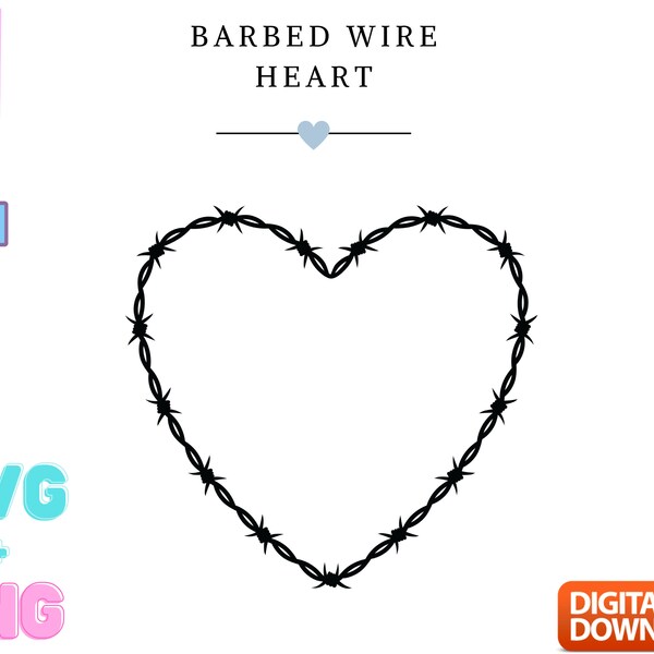 Barbed Wire Heart Png - Etsy