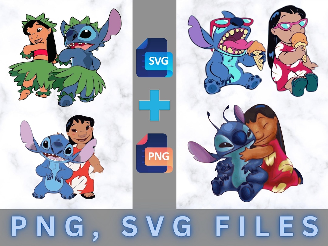 Cute Lilo and Stitch SVG Transparent Background, Svg Pack Bundle of ...