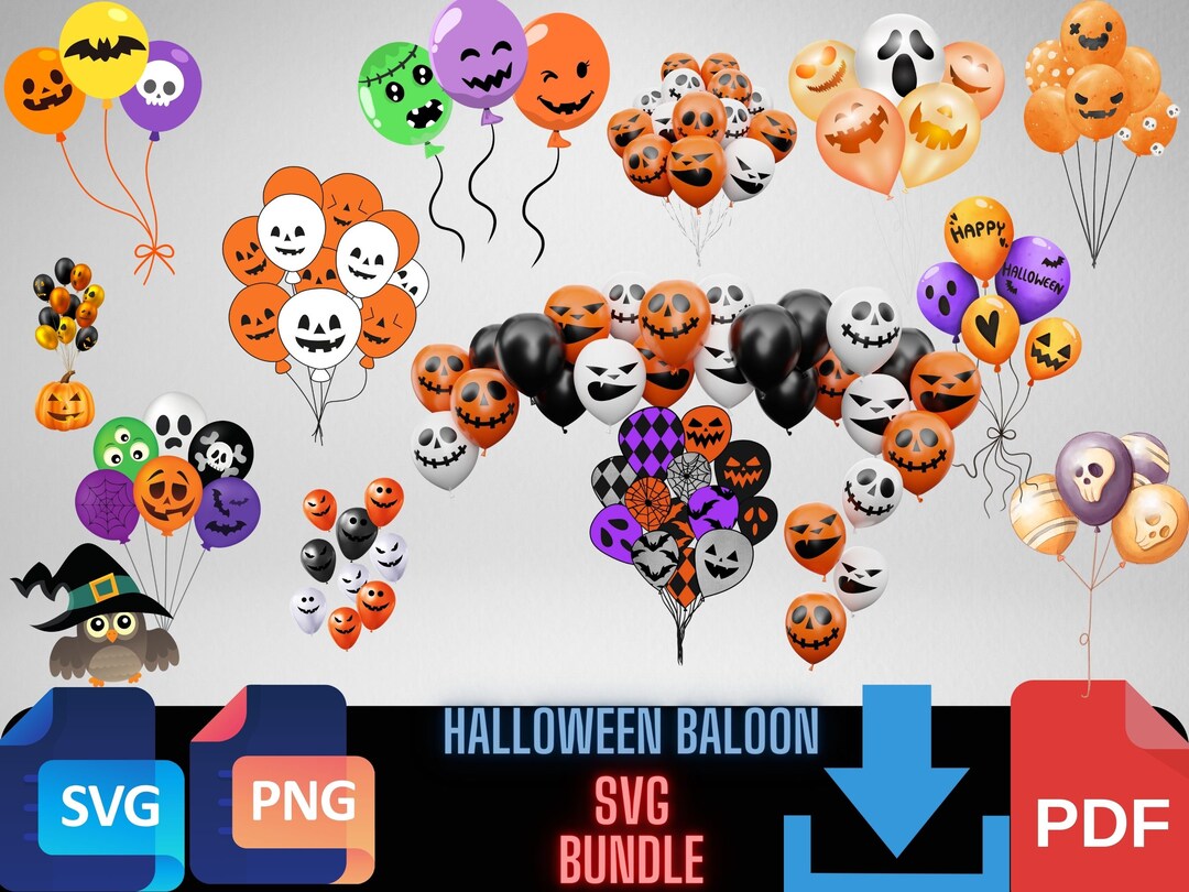Halloween Balloons Clipart, Balloon Clipart, Balloon PNG, Halloween ...