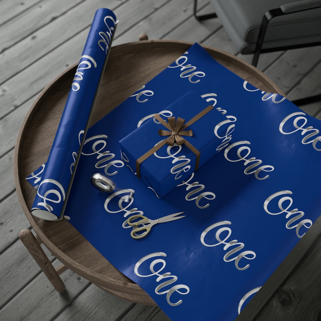 1st Birthday Wrapping Paper, Baby Boy 1st Birthday Gift Wrap, First ...