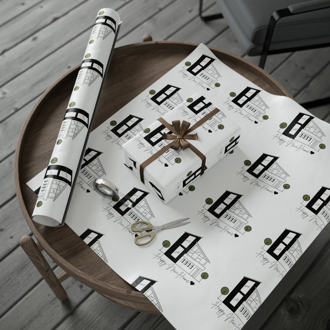Housewarming Wrapping Paper, New House Gift Wrap Paper, Happy New Home ...