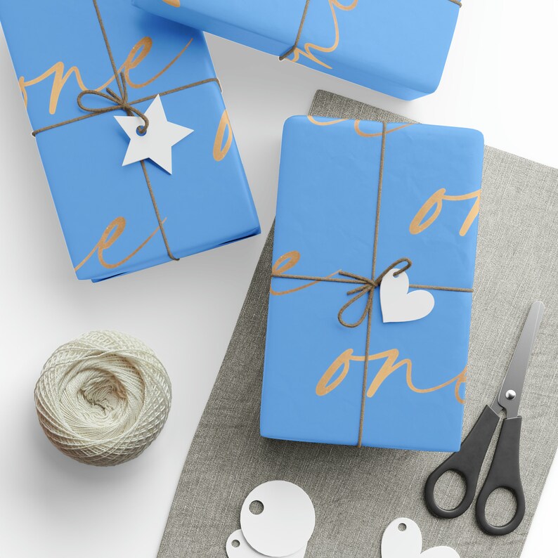 First Birthday Wrapping Paper, Baby Boy 1st Birthday Gift Wrap, First ...