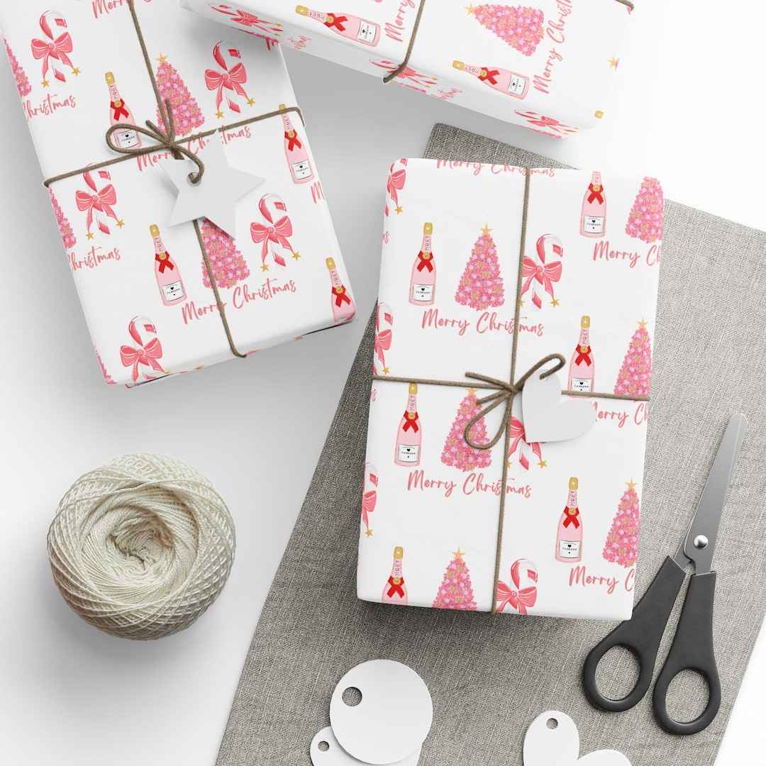 Christmas Wrapping Paper, Pink Christmas Wrapping Paper, Holiday Gift ...