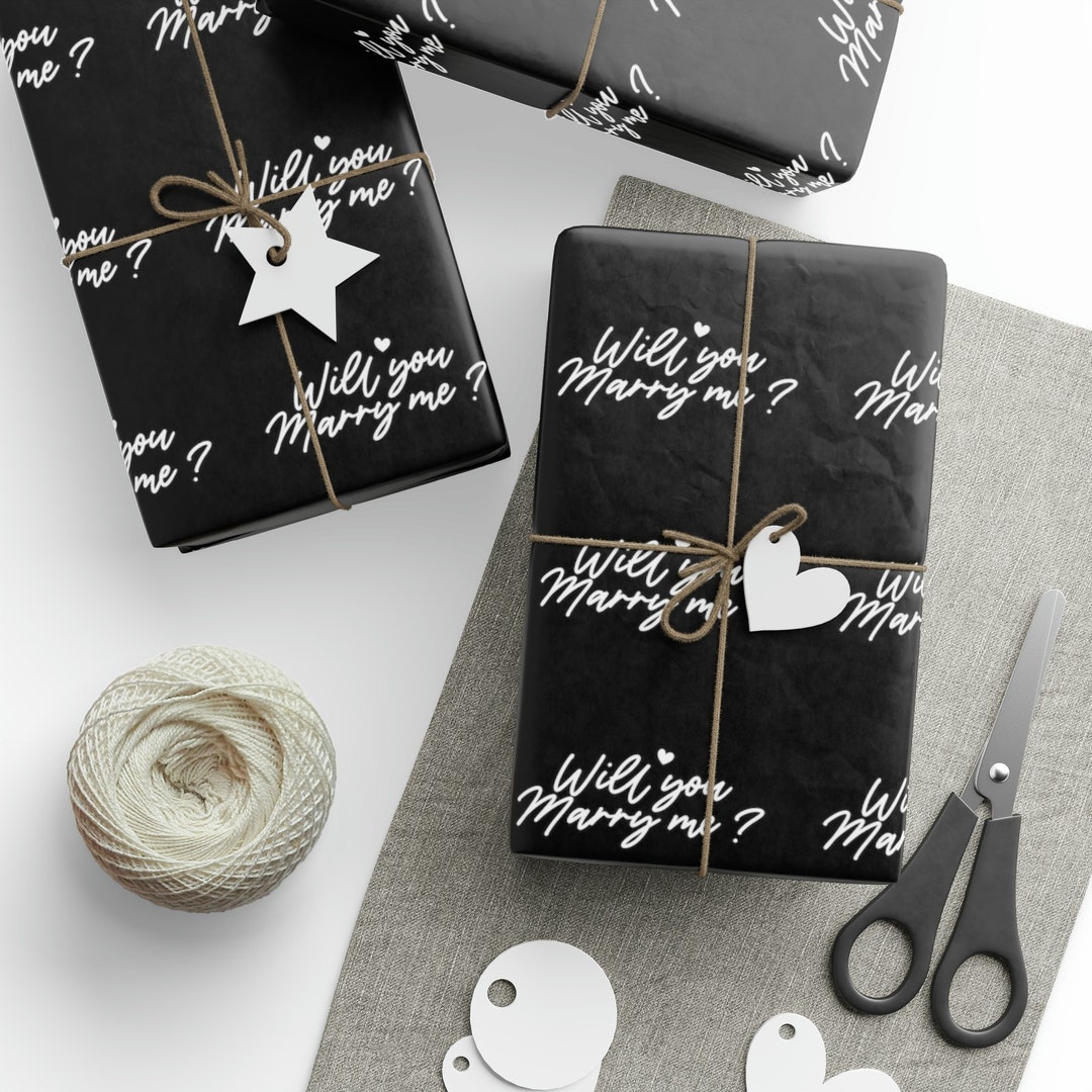 Will You Marry Me Wrapping Paper, Christmas Engagement Gift Wrap Paper ...