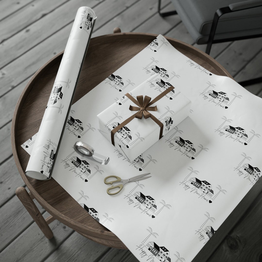 Housewarming Wrapping Paper, New House Gift Wrap, Happy New Home Gift ...