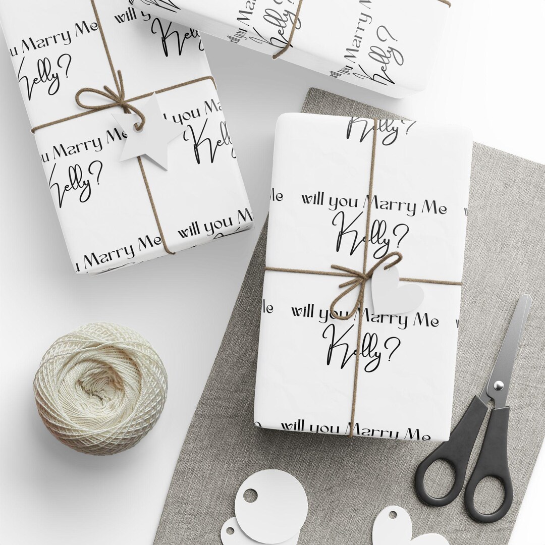 Will You Marry Me Wrapping Paper, Christmas Engagement Gift Wrap Paper ...