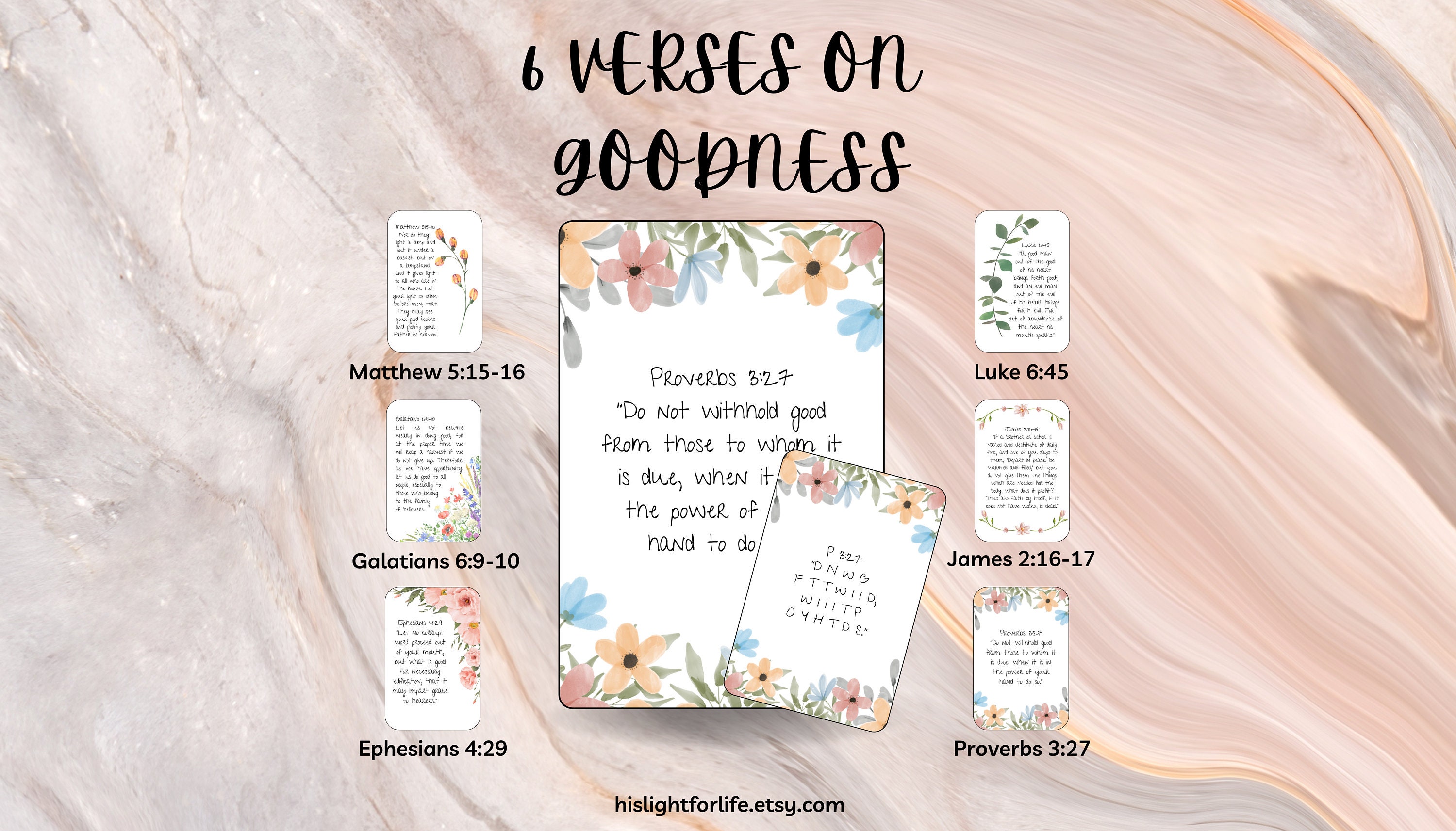 GOODNESS Set | Refill Only | 6 Bible Verse Flashcards for Scripture ...