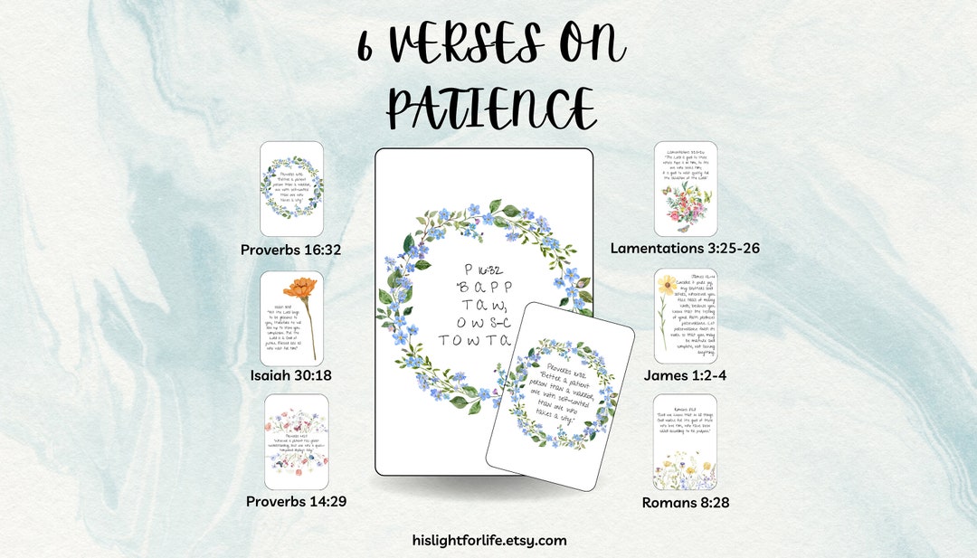 PATIENCE Set | 6 Bible Verse Flashcards for Scripture Memory | Minimal ...