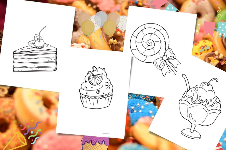 14 Printable Coloring Pages for Kids Sweets and Treats - Etsy New Zealand