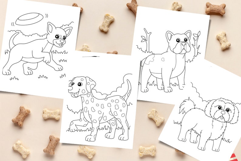 12 Printable Coloring Pages for Kids Cute Doggy Coloring - Etsy