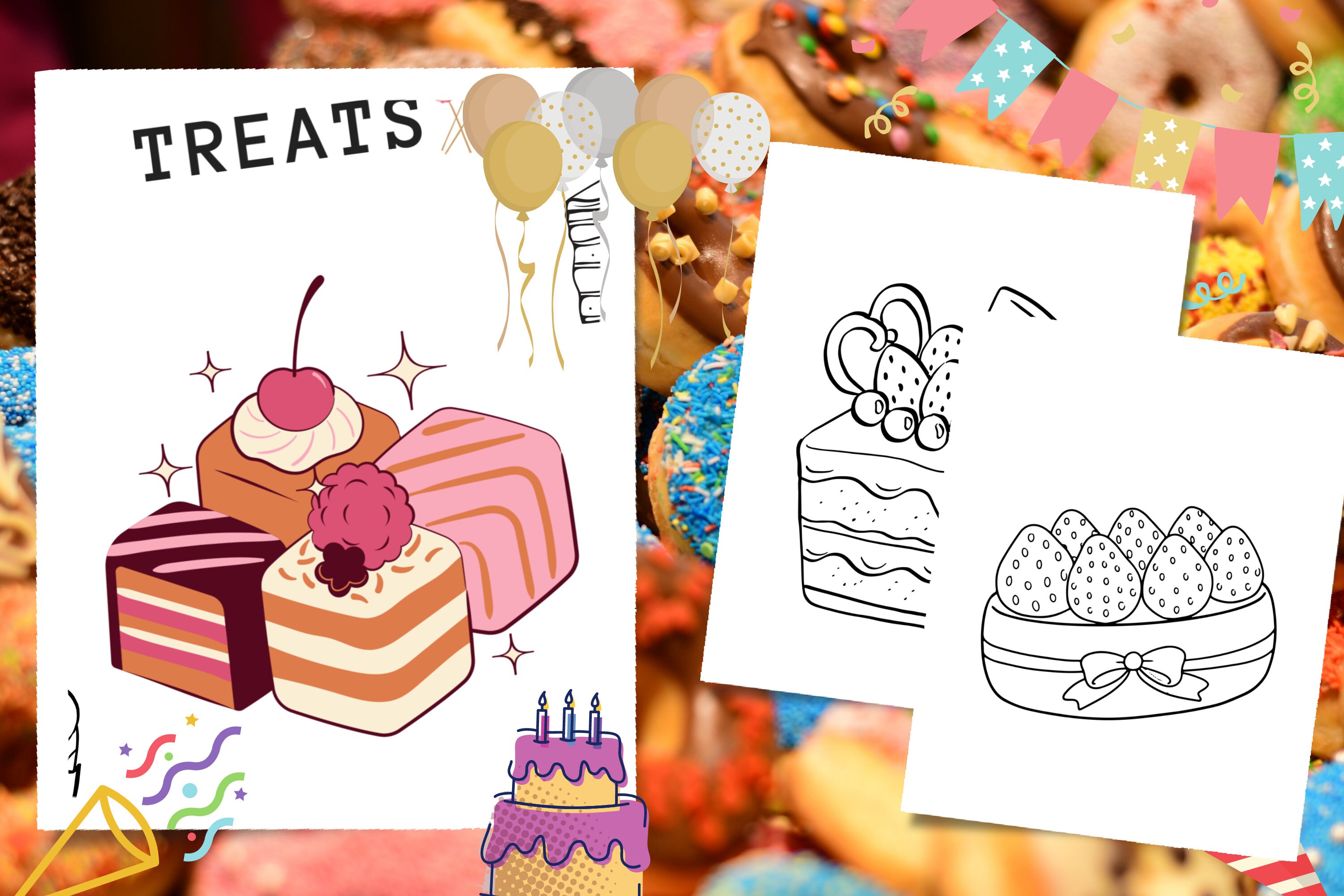 14 Printable Coloring Pages for Kids, Sweets and Treats Coloring Pages ...