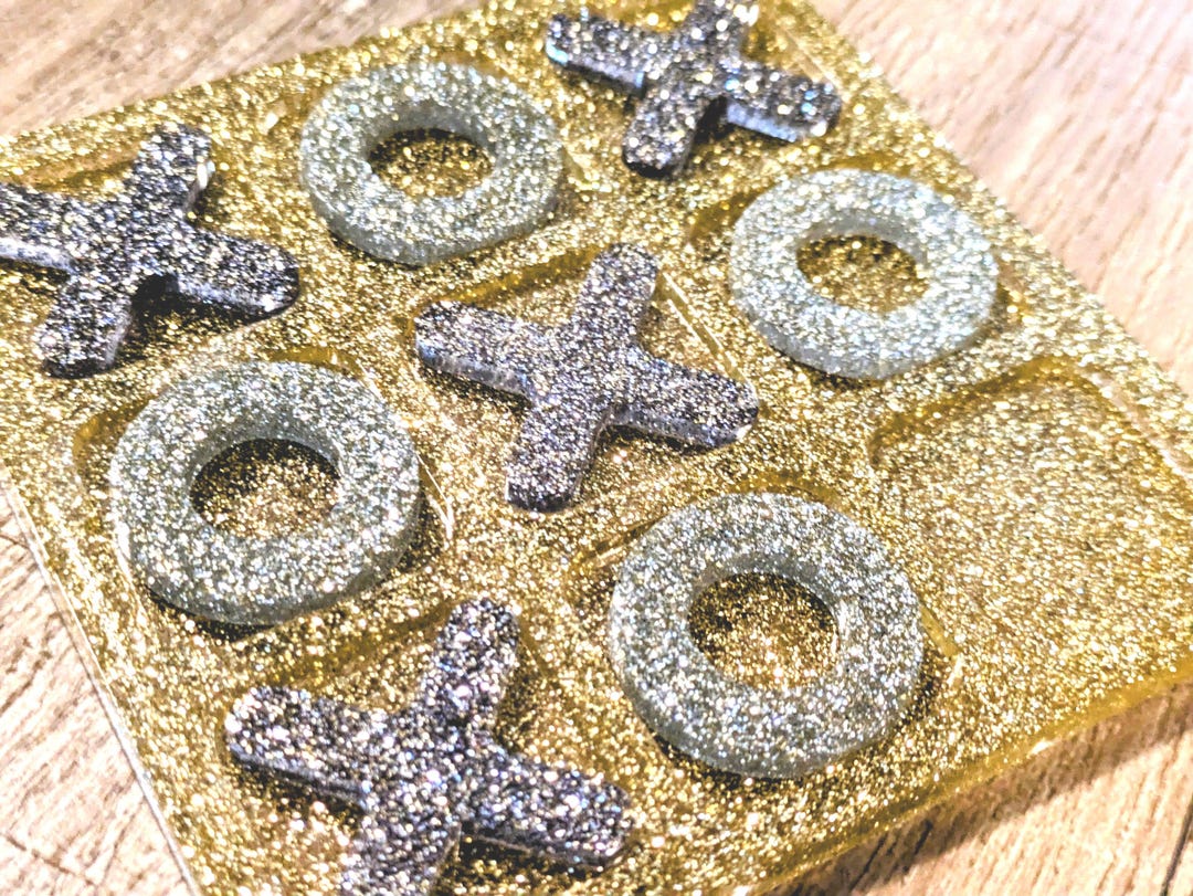 Metallic Silver Gold Grey Tic Tac Toe Travel Game With Bag Handmade ...