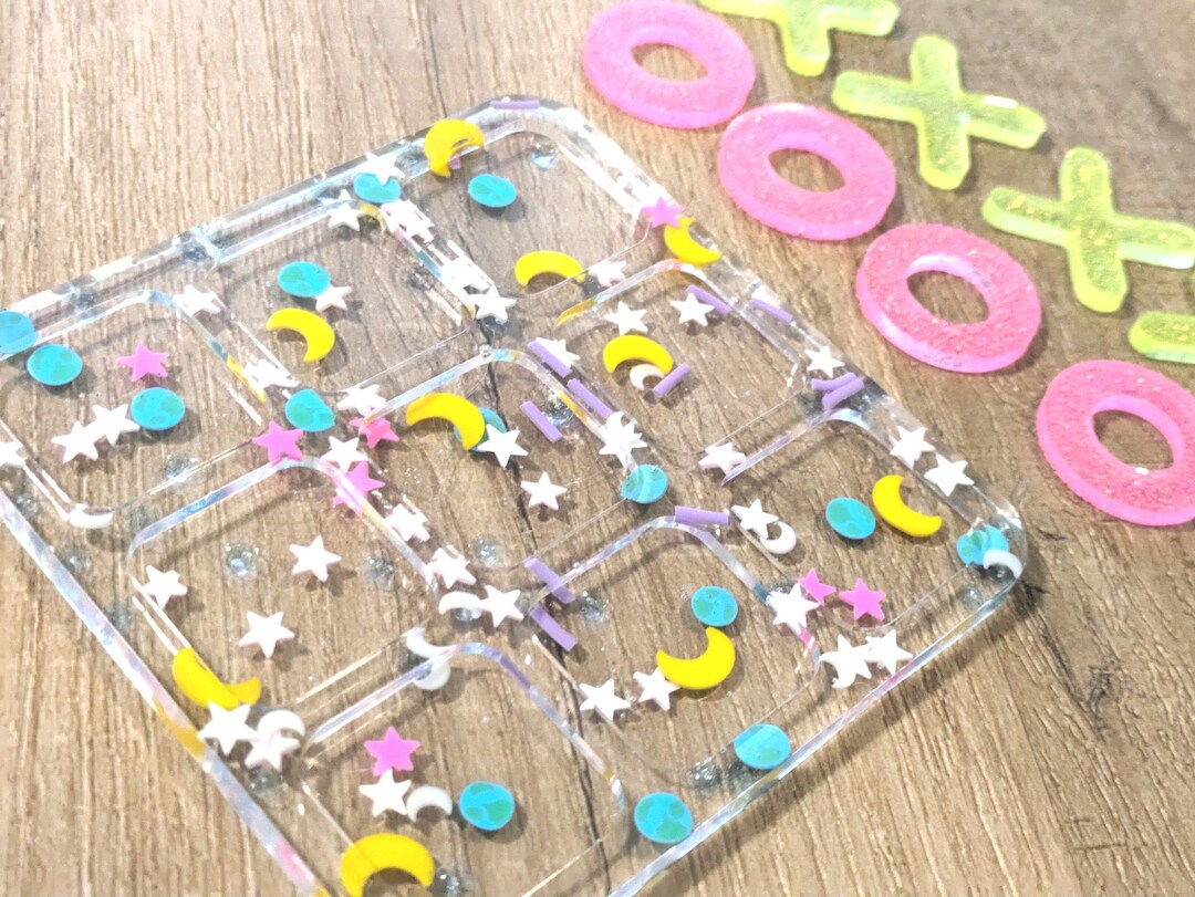 Stars & Moons Tic Tac Toe Travel Game With Bag, Handmade Resin - Etsy