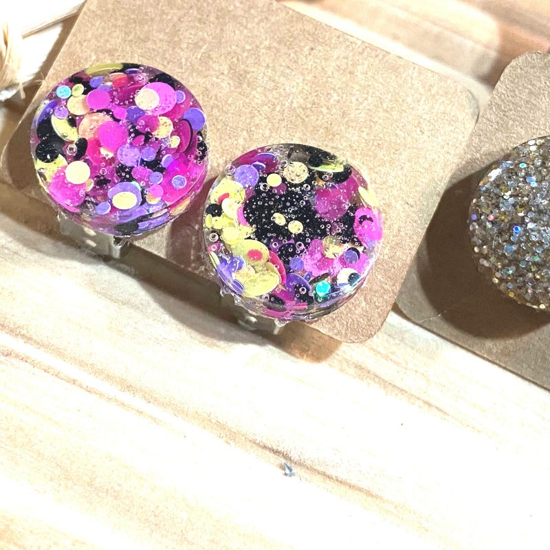 Resin Stud Earrings - Etsy