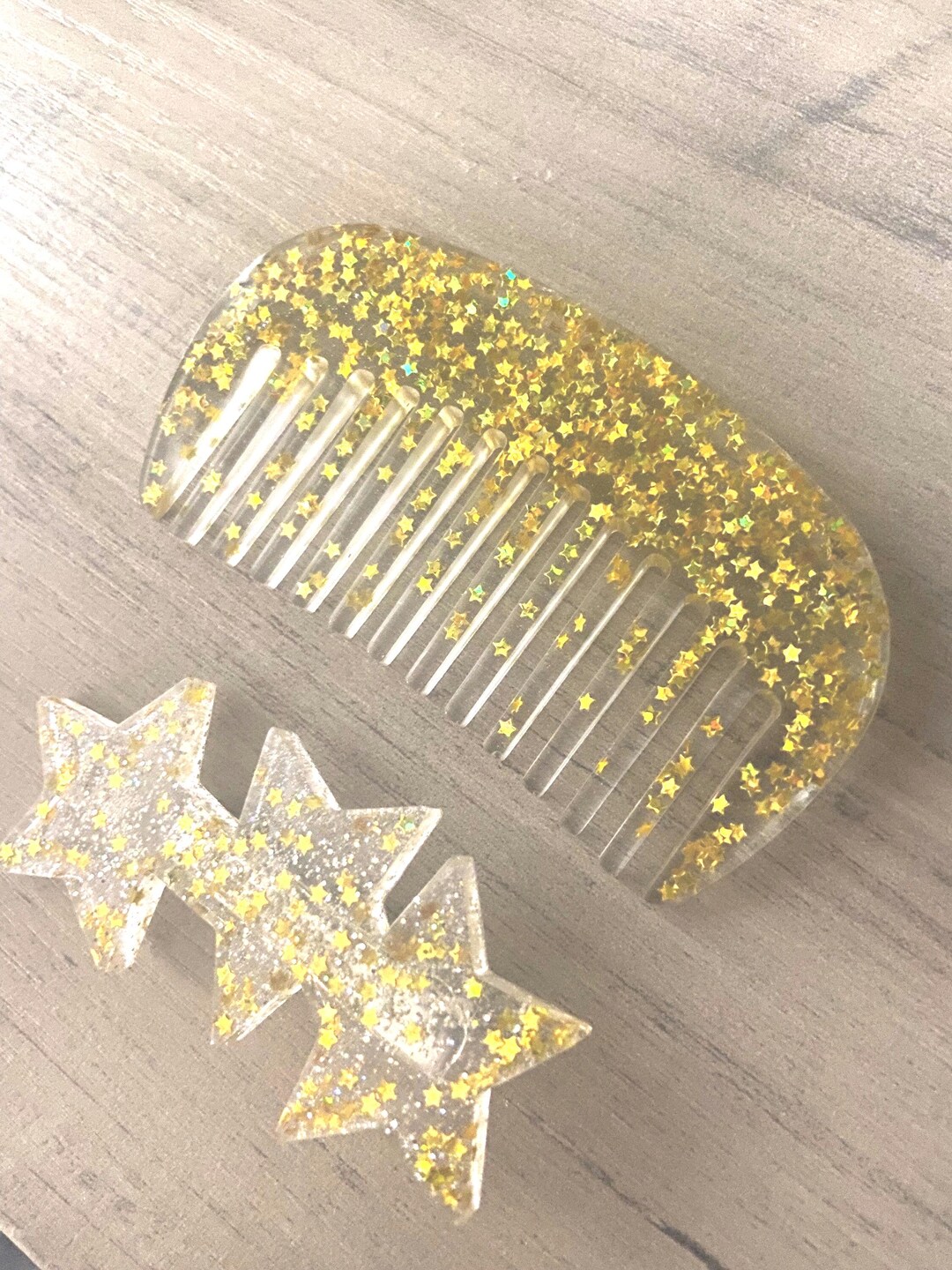 Resin Comb and Star Clip Glitter Sparkly Epoxy Resin Hair Clip Barrette ...