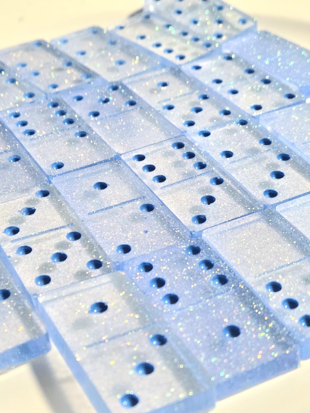 Light Blue Domino Set With Royal Blue Dots Resin Domino Set - Etsy