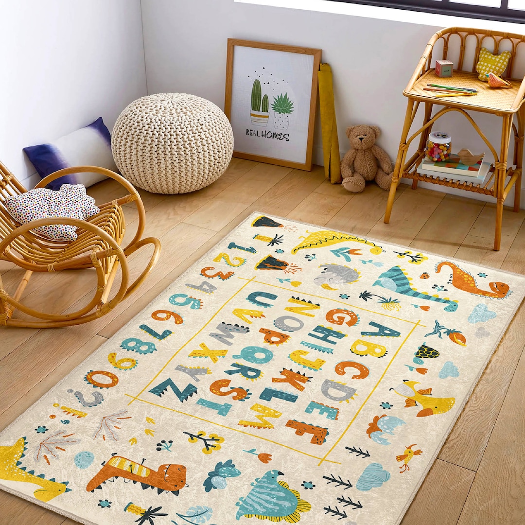 Letters and Numbers Educational Kid's Rug|non-slip Kids Carpet With ...