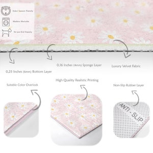 Daisy Pattern Rectangle Rug|floral Area Rug|pink Kids Rug|flowers ...