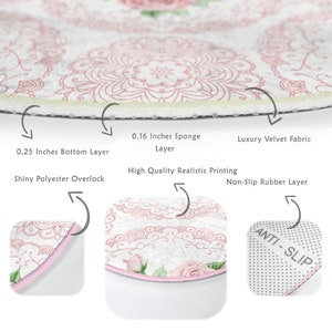 Round Rose Carpet|non-slip Pink Flowers Area Rug|washable Kitchen Door ...