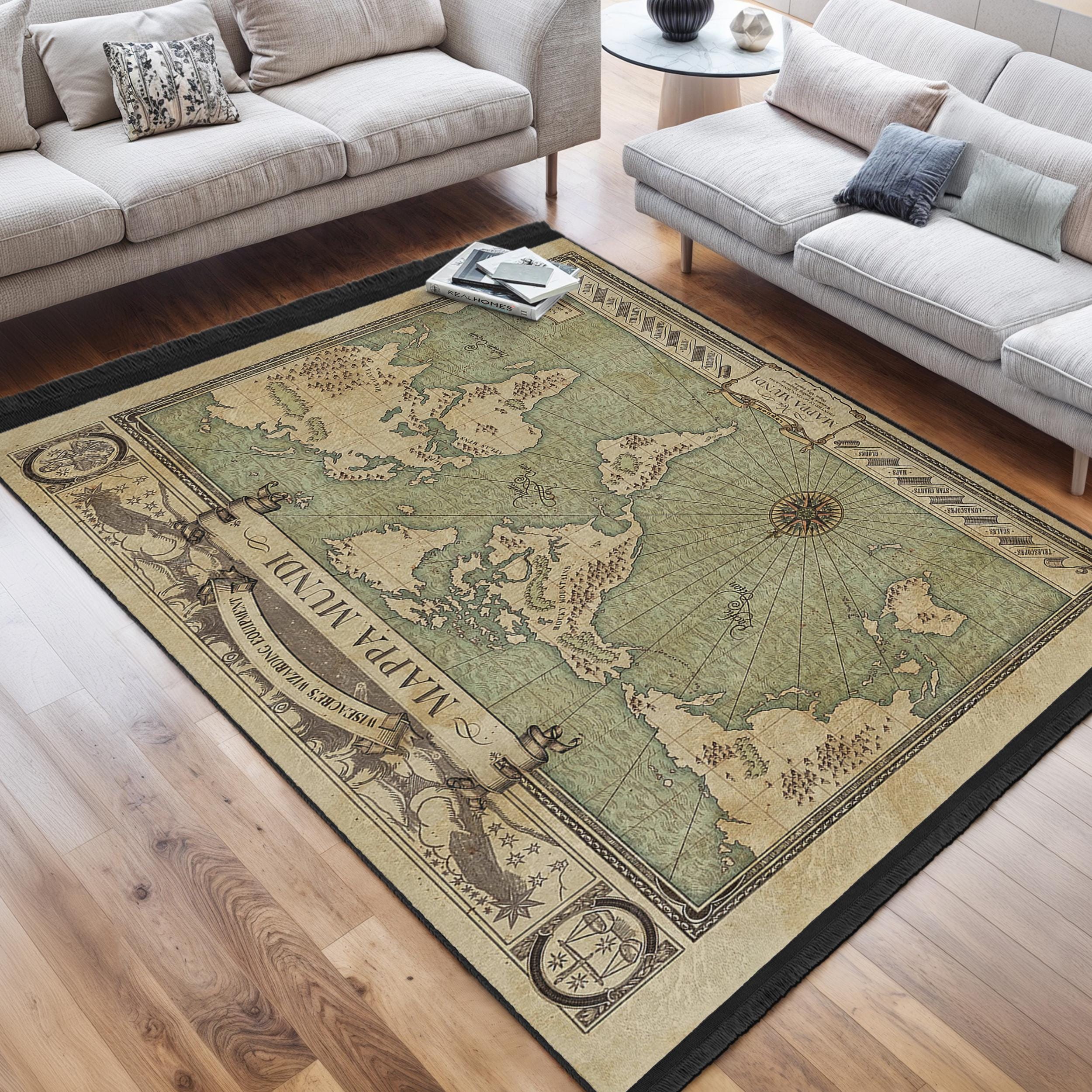 Mappa Mundi Rug|map Rug|living Room Carpets|non-slip Area Rugs|washable ...