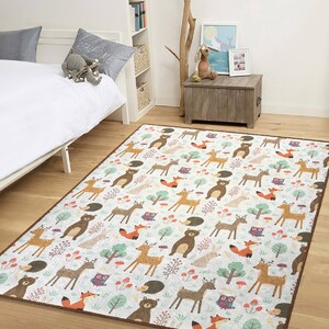 Cute Animals Nursery Mat|forest Themed Play Mat|washable Handmade Kids ...