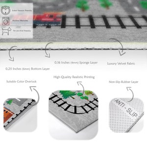 Fun Kids Activity Mat|city Road Play Mat|train Tracks Playroom Rug ...