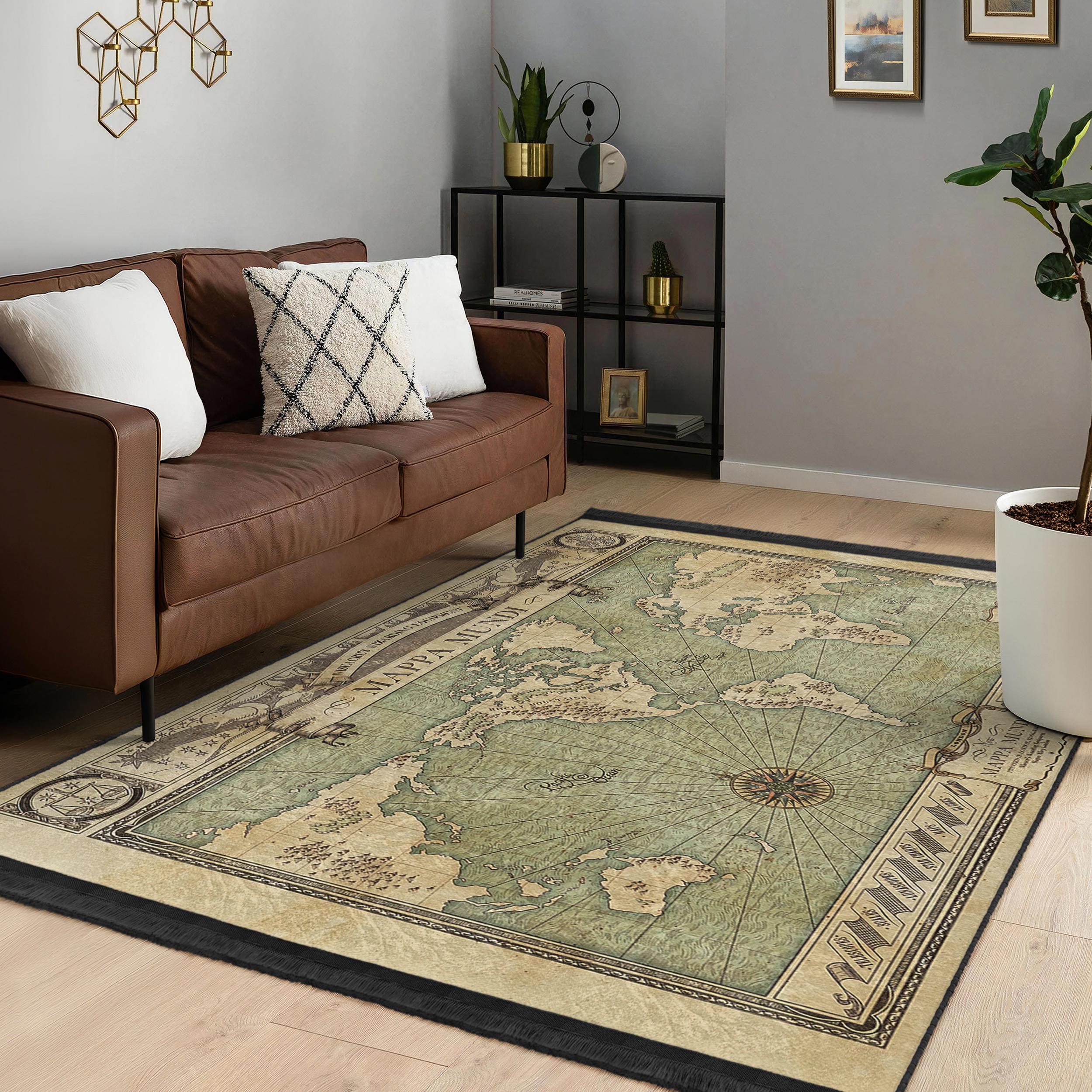 Mappa Mundi Rug|map Rug|living Room Carpets|non-slip Area Rugs|washable ...