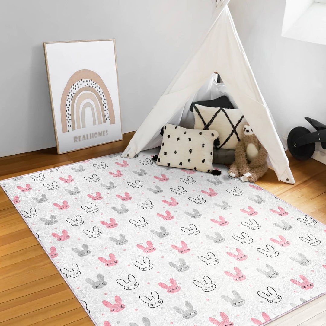Happy Rabbits Baby Room Rug|bestselling Kids Room Rugs|clear Color Kid ...