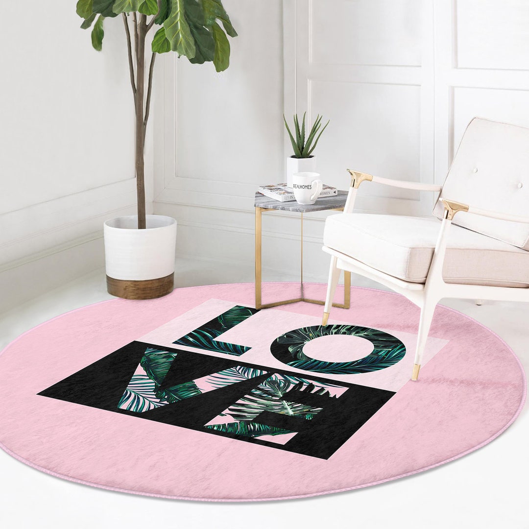 Love Pattern Yoga Mat|pink Soft Meditation Mat|washable Handmade Yoga ...