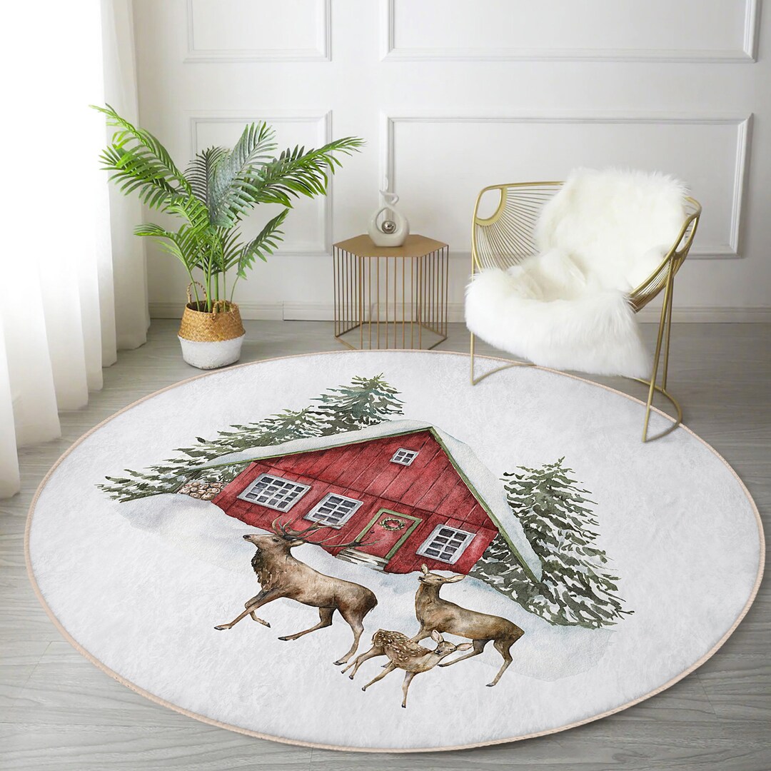 Anti-slip Farmhouse Handmade Christmas Rug|deer Pattern Rug|digital ...
