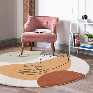 One Line Drawing Surreal Area Mat|washable Living Room Rug|abstract ...