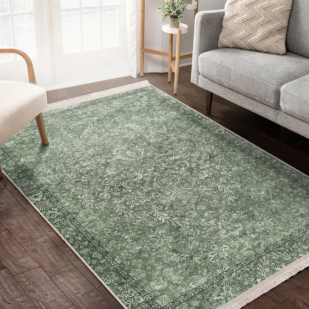 Green Area Rug|washable Rectangle Rug|anti-slip Doorway Rug|persian Rug ...