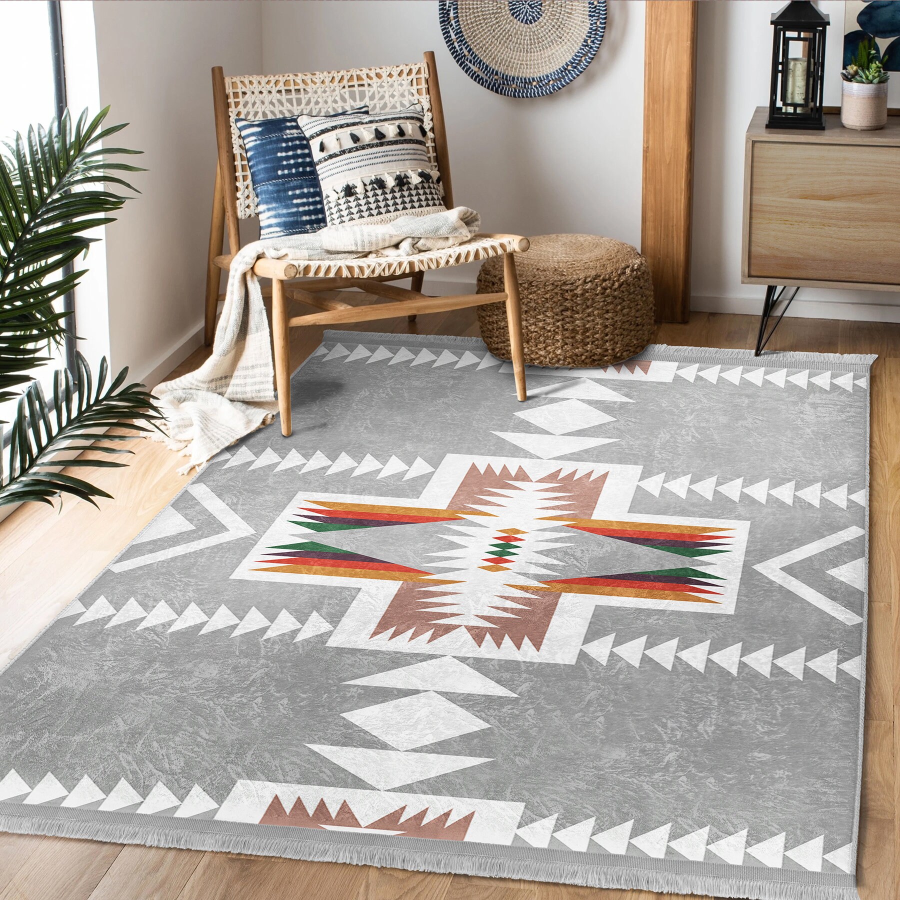 Aztec Print Gray Area Rug|authentic Large Living Room Carpets|machine ...
