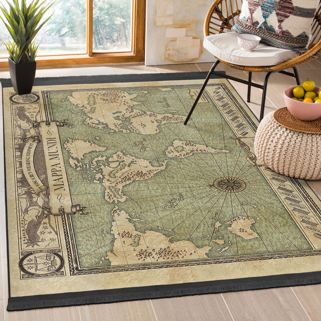 Mappa Mundi Rug|map Rug|living Room Carpets|non-slip Area Rugs|washable ...