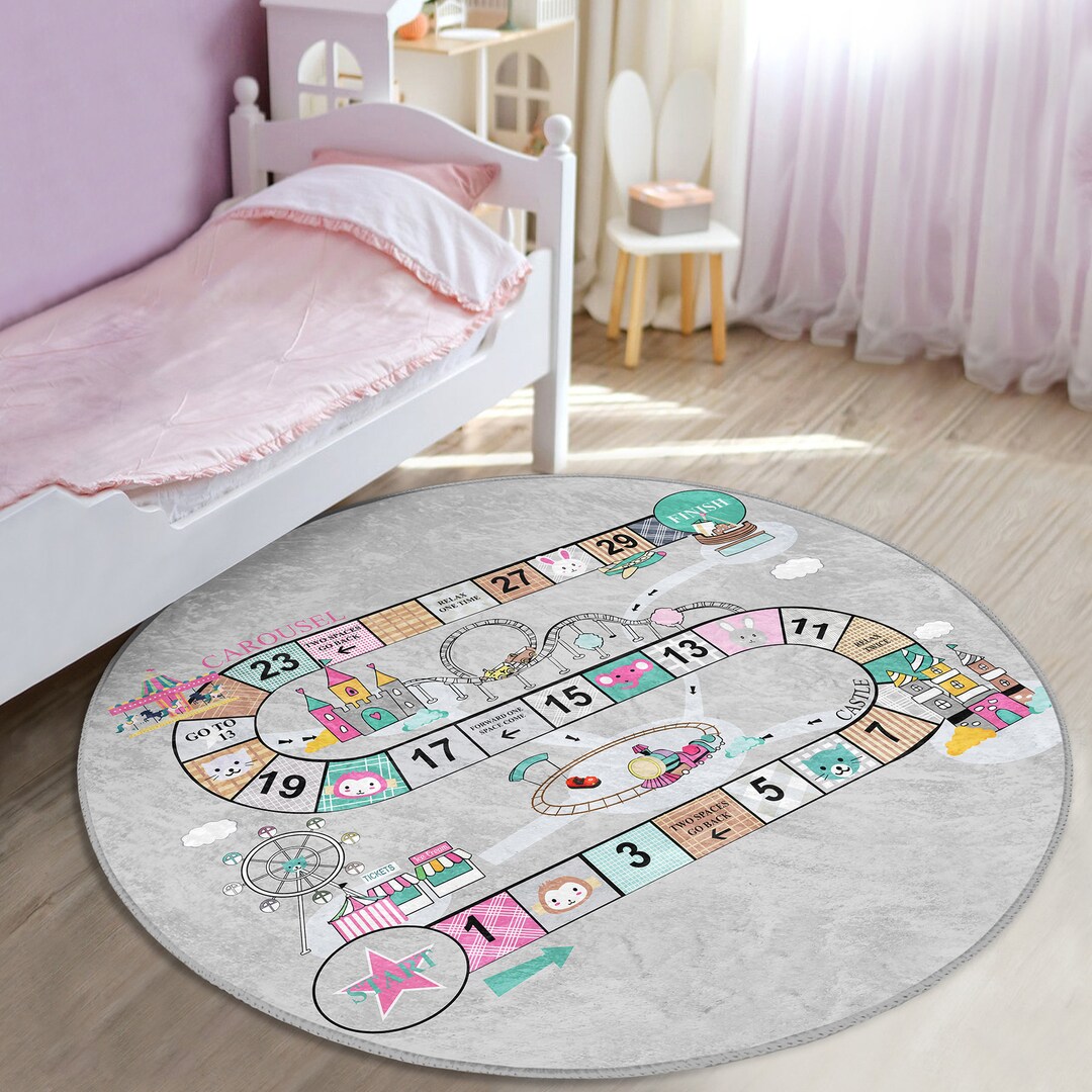 Anti-slip Fun Activity Mat|kid's Play Mat|washable Round Rug for ...