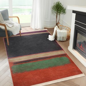 Red and Green Rug|modern Art Living Room Rug|abstract Rug|watercolor ...