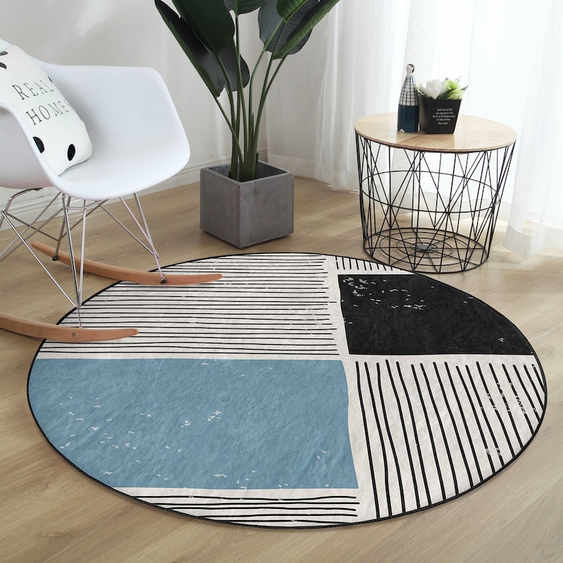 Blue Round Rug - Etsy