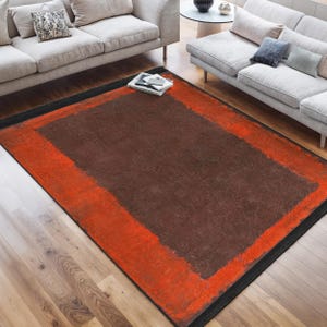 Rothko Brown and Orange Rug|rothko Style Area Rug|washable Kitchen Rug ...
