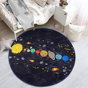 Magical Planets Kid's Rug|planets Digital Print Carpet|planet Pattern ...