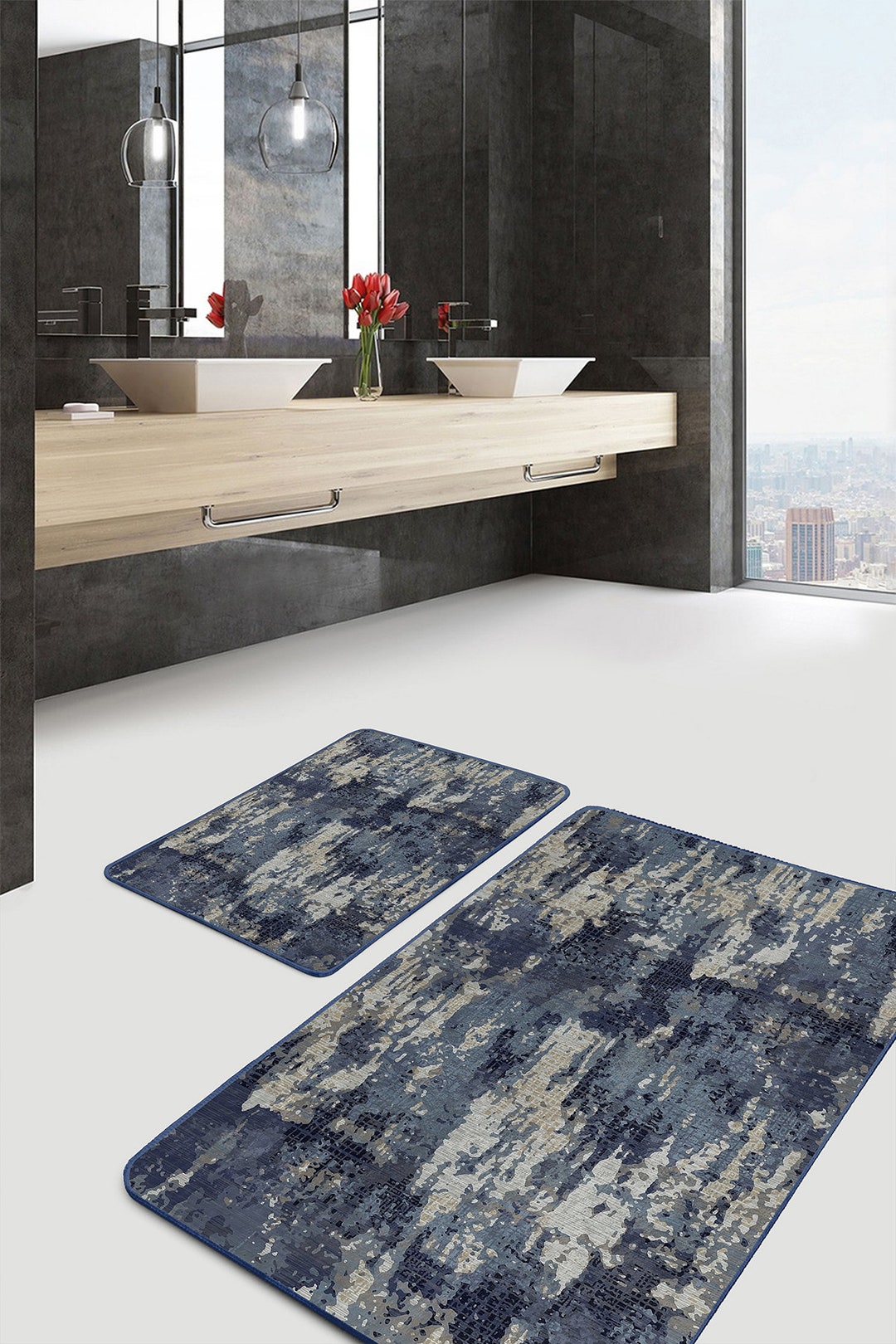 Navy Blue Bathroom Mat|anti-slip Tumbled Kitchen Door Mat|bathroom ...