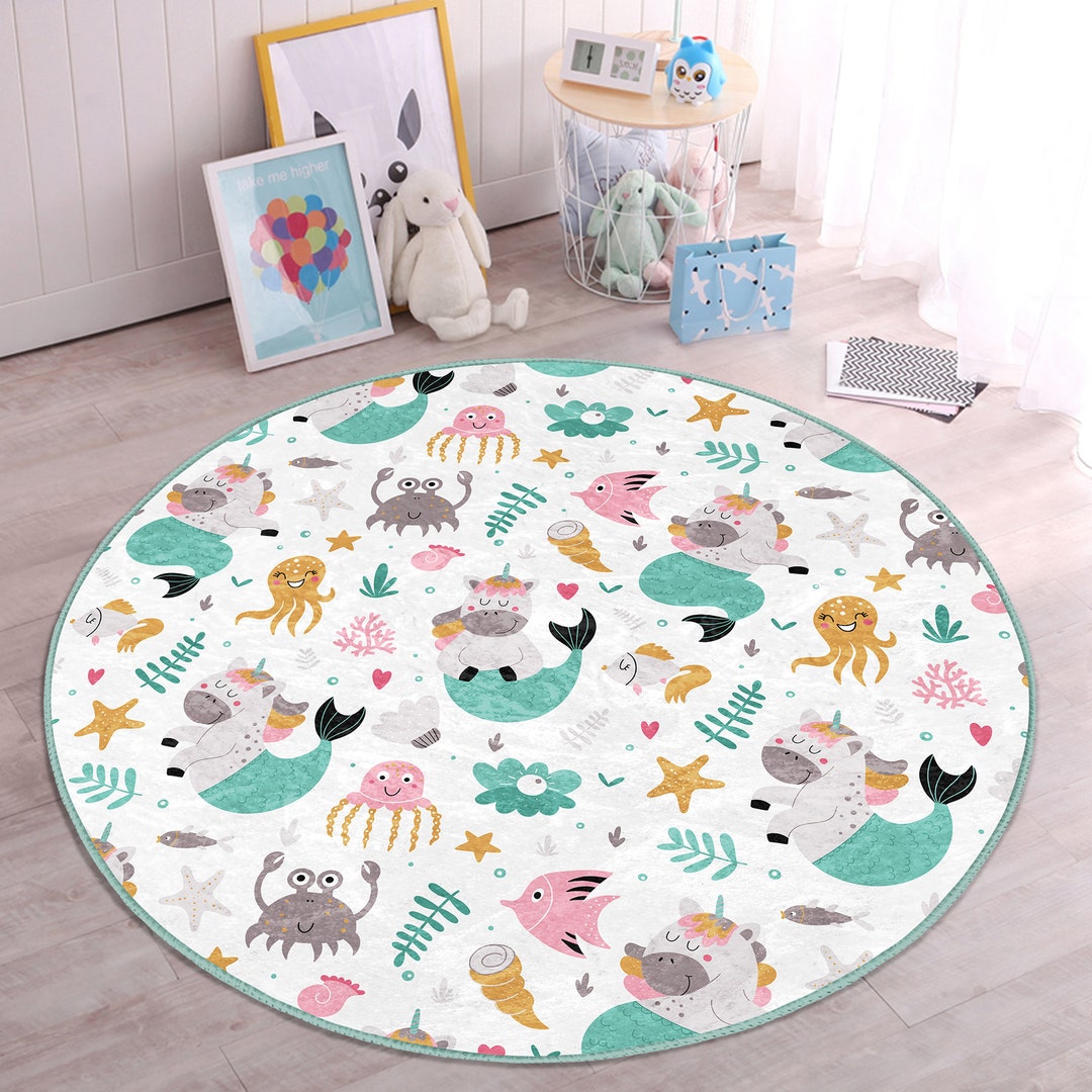 Sea Creatures Themed Children's Play Mat|undersea Animals Kid's Rug ...