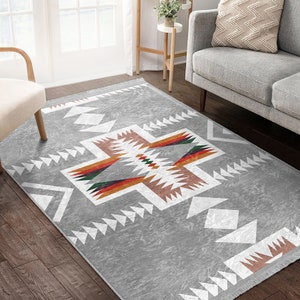 Aztec Print Gray Area Rug|authentic Large Living Room Carpets|machine ...