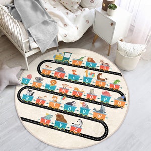 Educational Train Wagons Children's Rug|colorful Baby Mat|handmade ...
