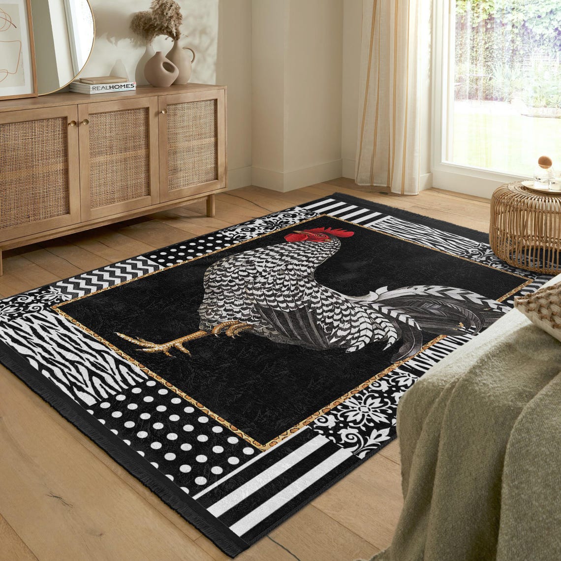 Country Rooster Rug |area Rug|anti-slip Rug|washable Rugs|farmhouse ...
